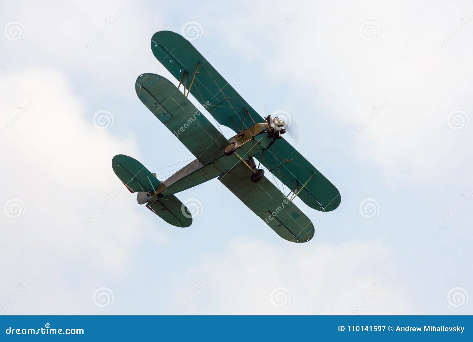 Retro airplane is flying stock image. Image of oldfashioned - 110141597