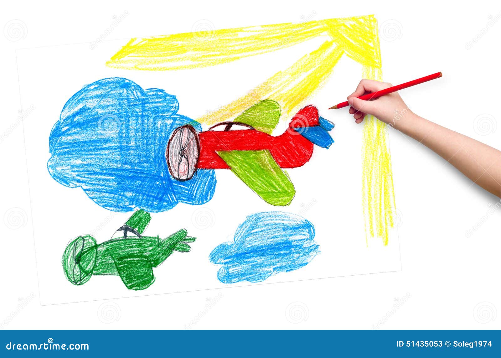 Retro Airplanes. Childr Drawing Royalty-Free Stock Photography ...