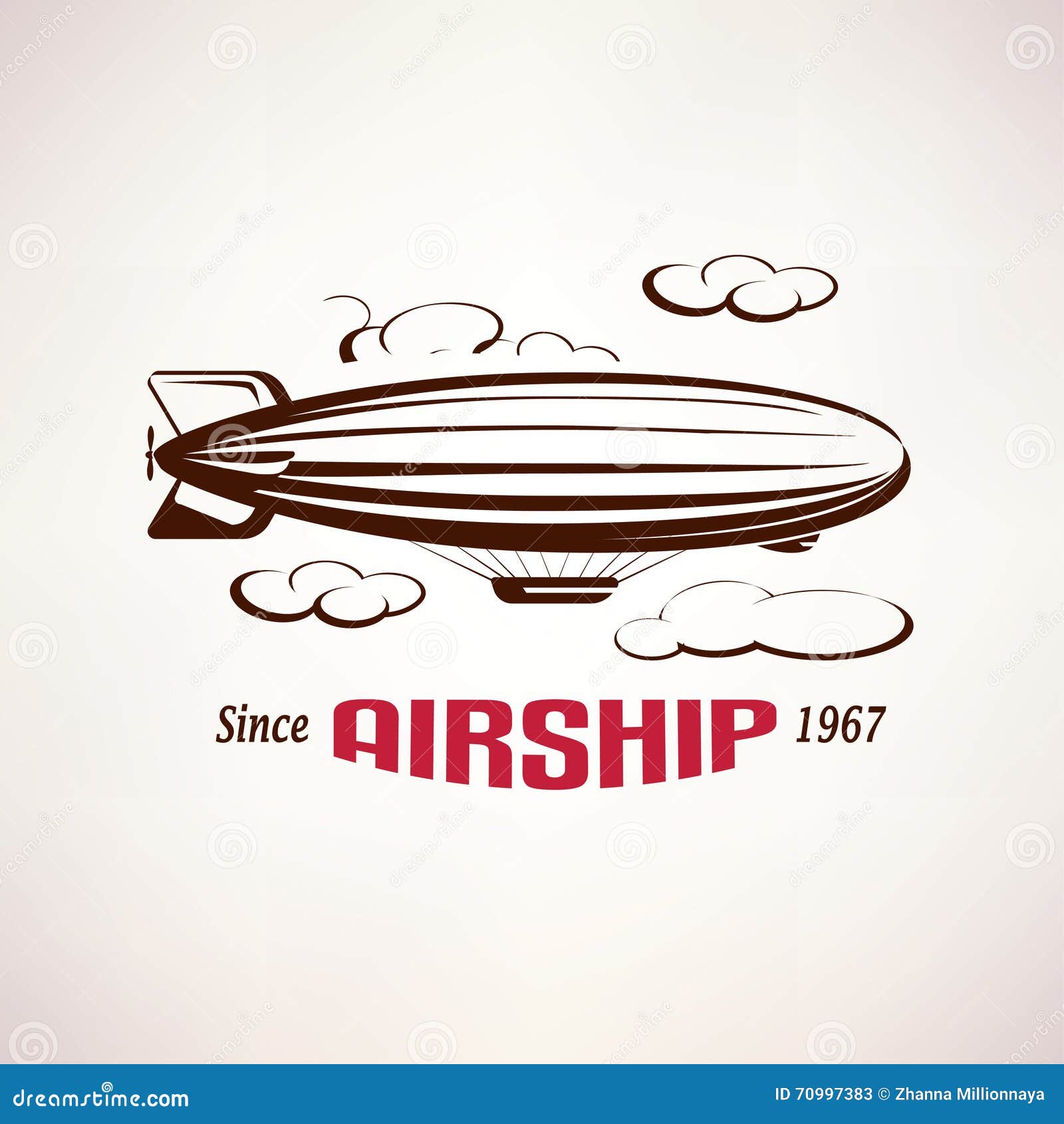 Retro Airship Icon Digital Blue Cartoon Vector | CartoonDealer.com ...