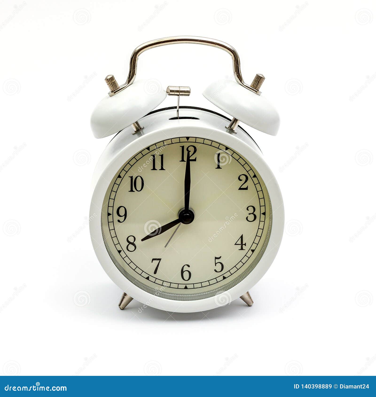 Retro Alarm Clock Antique White Stock Image - Image of antique, front ...