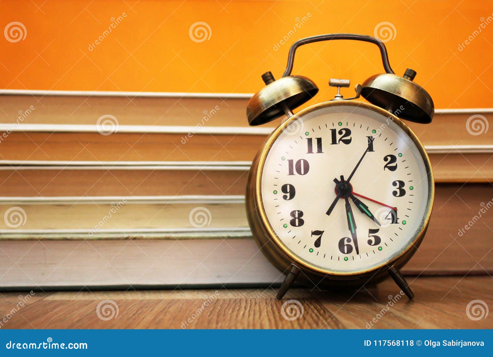 Retro Alarm Clock and Books Stock Photo - Image of literature, library ...