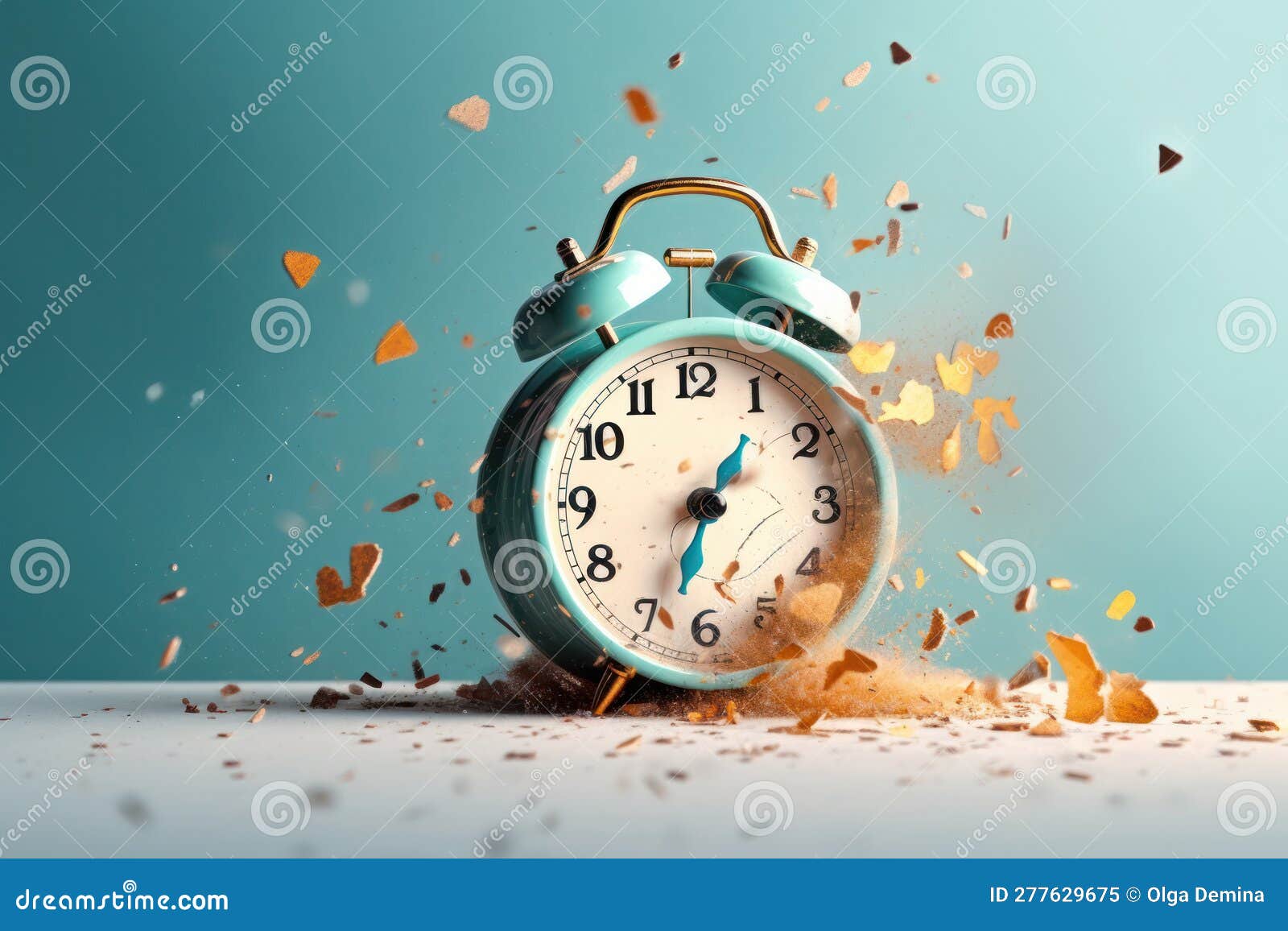 Retro Alarm Clock Breaking Down into Tiny Pieces, Time is Running Out ...