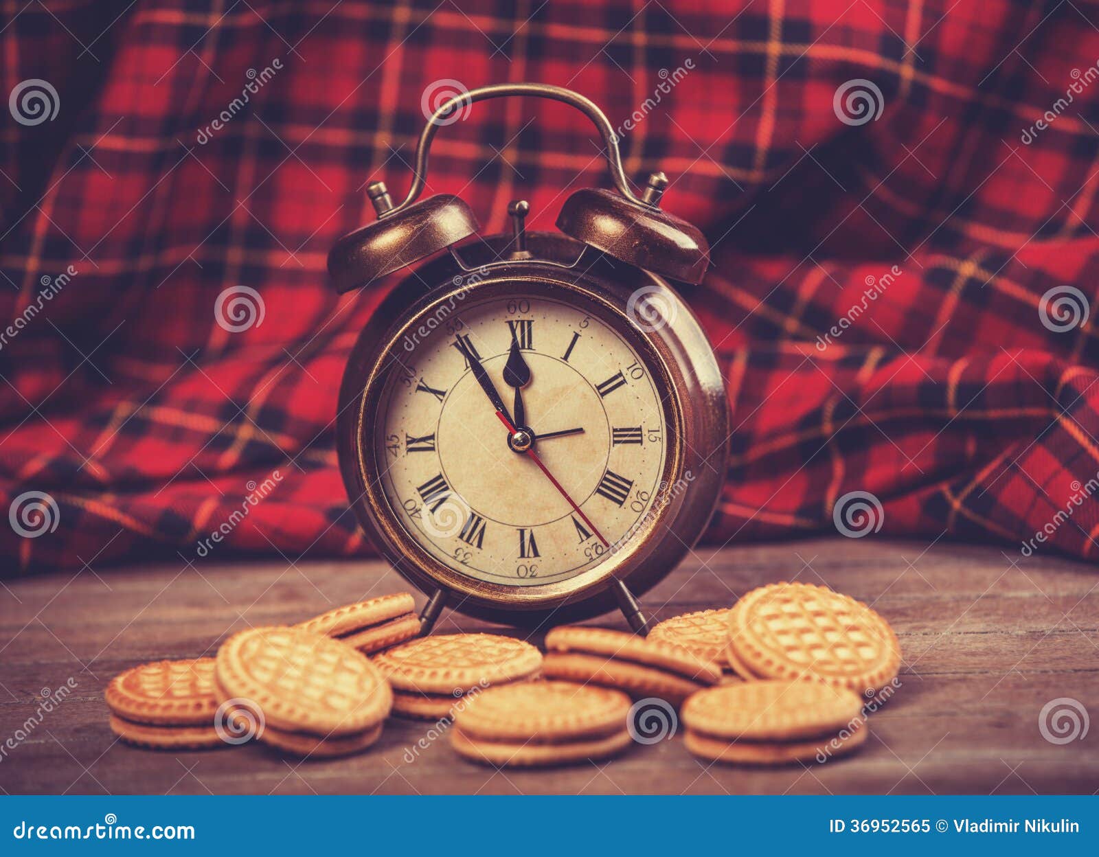 Retro Alarm Clock with Cookie Stock Image - Image of number, awake ...