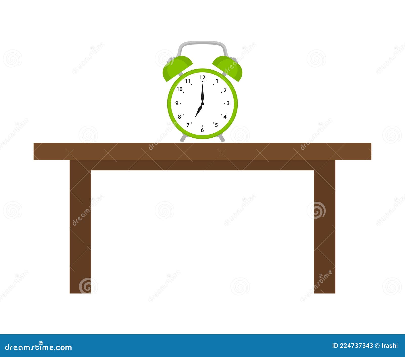 Retro alarm clock on table stock vector. Illustration of circle - 224737343