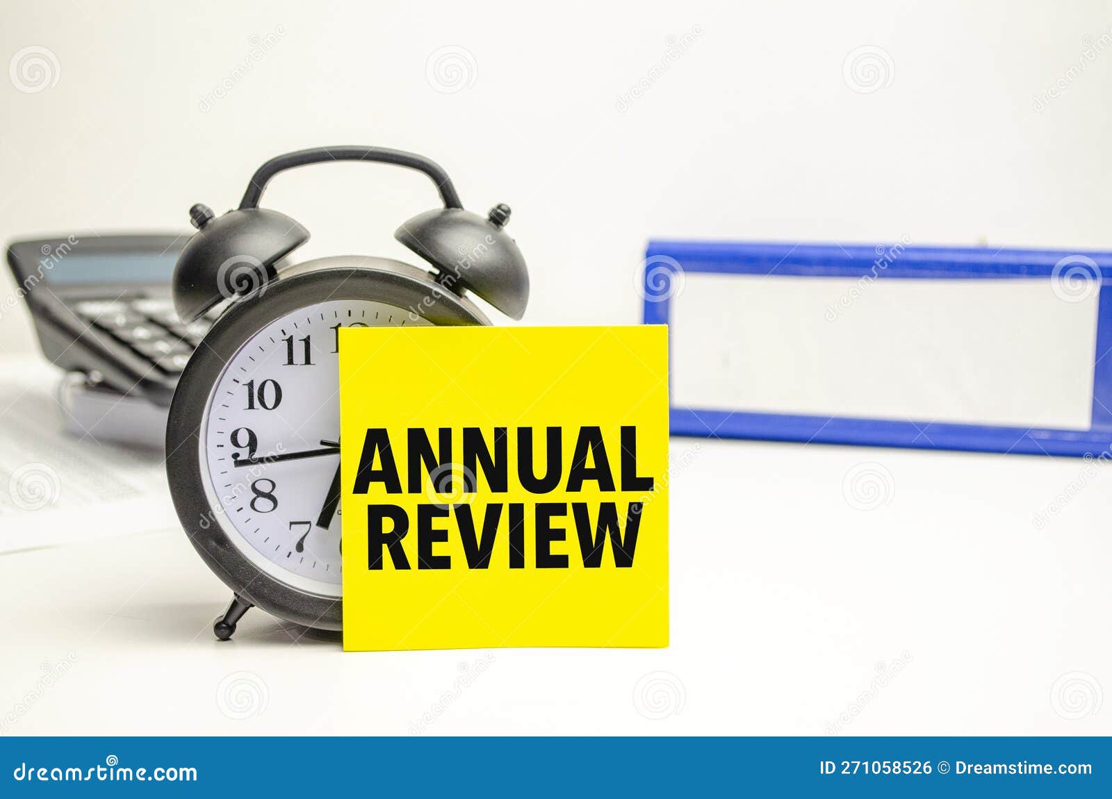 Retro Alarm Clock and the Text Annual Review Stock Photo - Image of ...