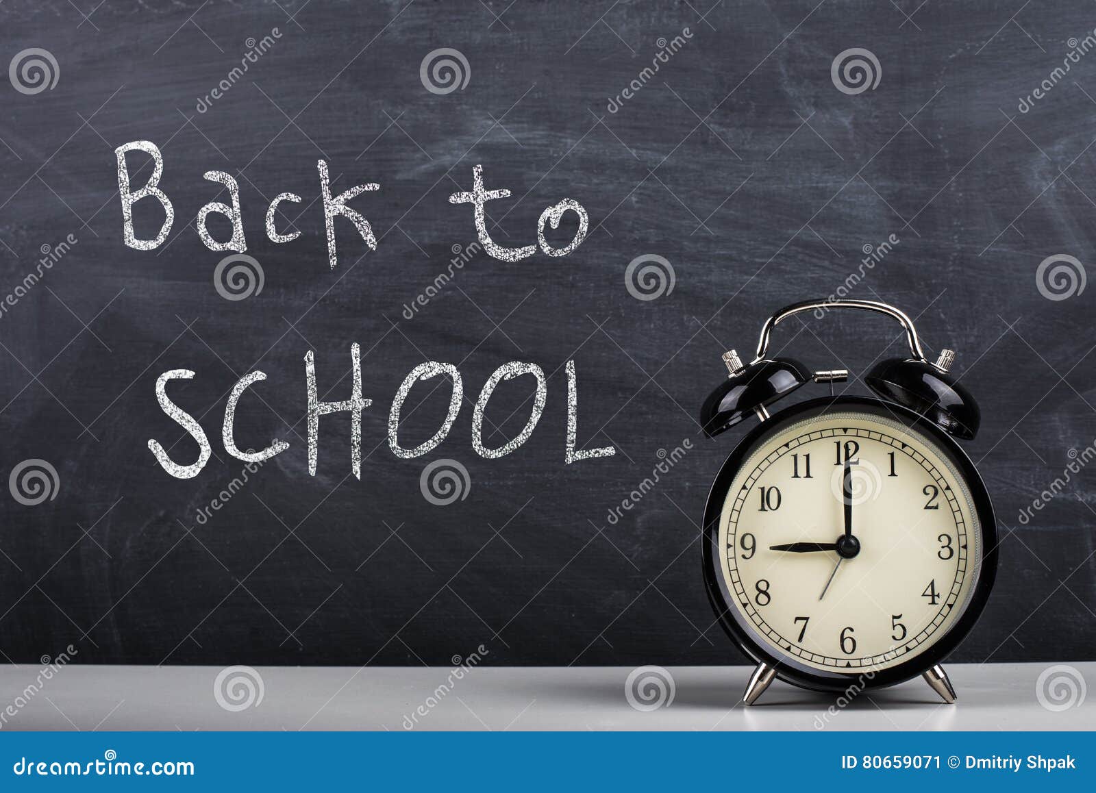 Retro alarm clock and text stock image. Image of board - 80659071