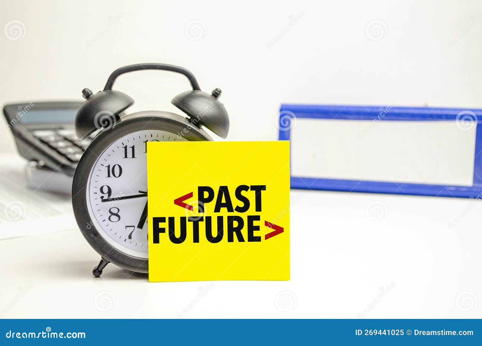 Retro Alarm Clock and the Text Past Future. Stock Image - Image of text ...
