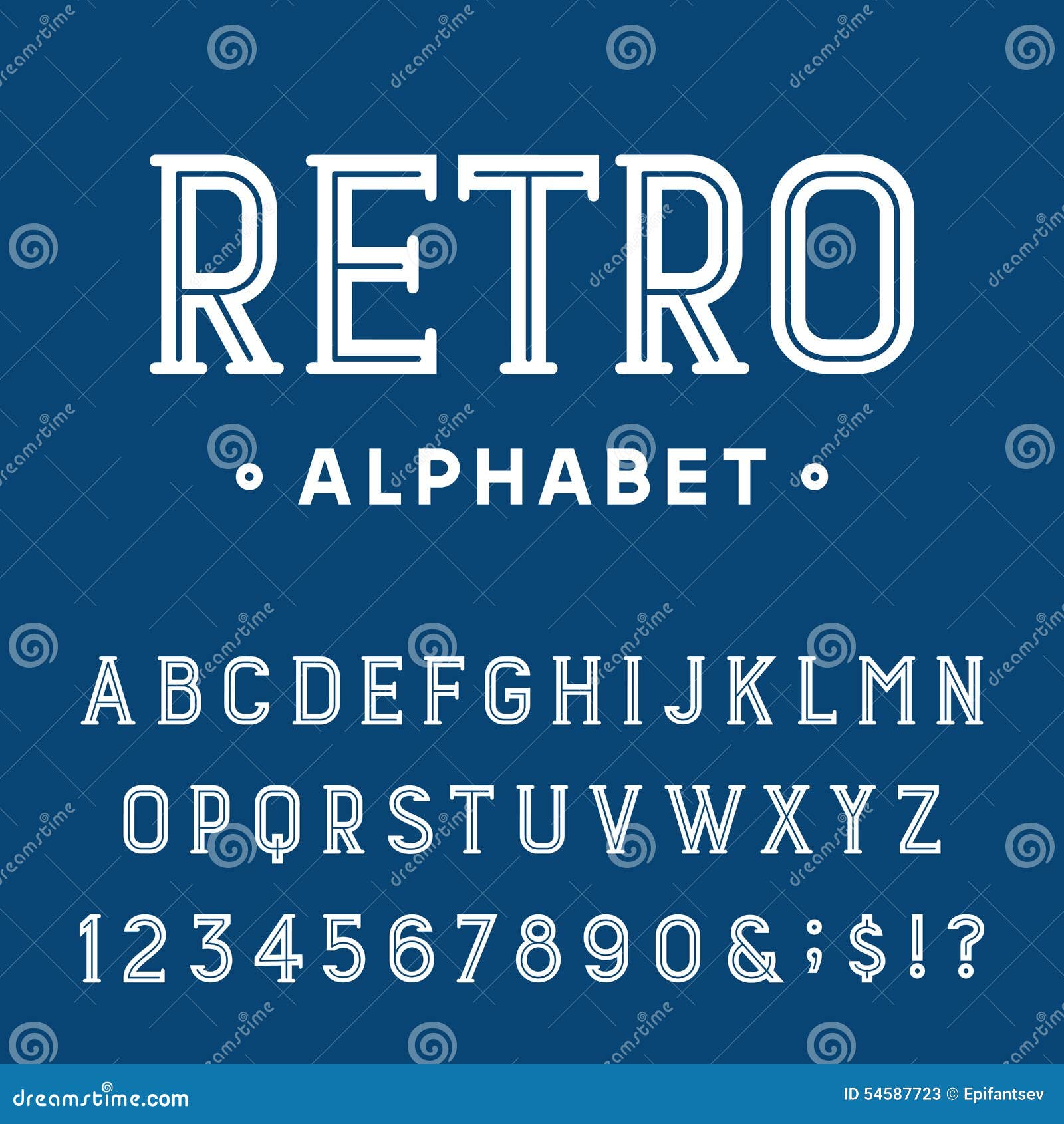 Retro Alphabet Vector Font stock vector. Illustration of punctuation ...