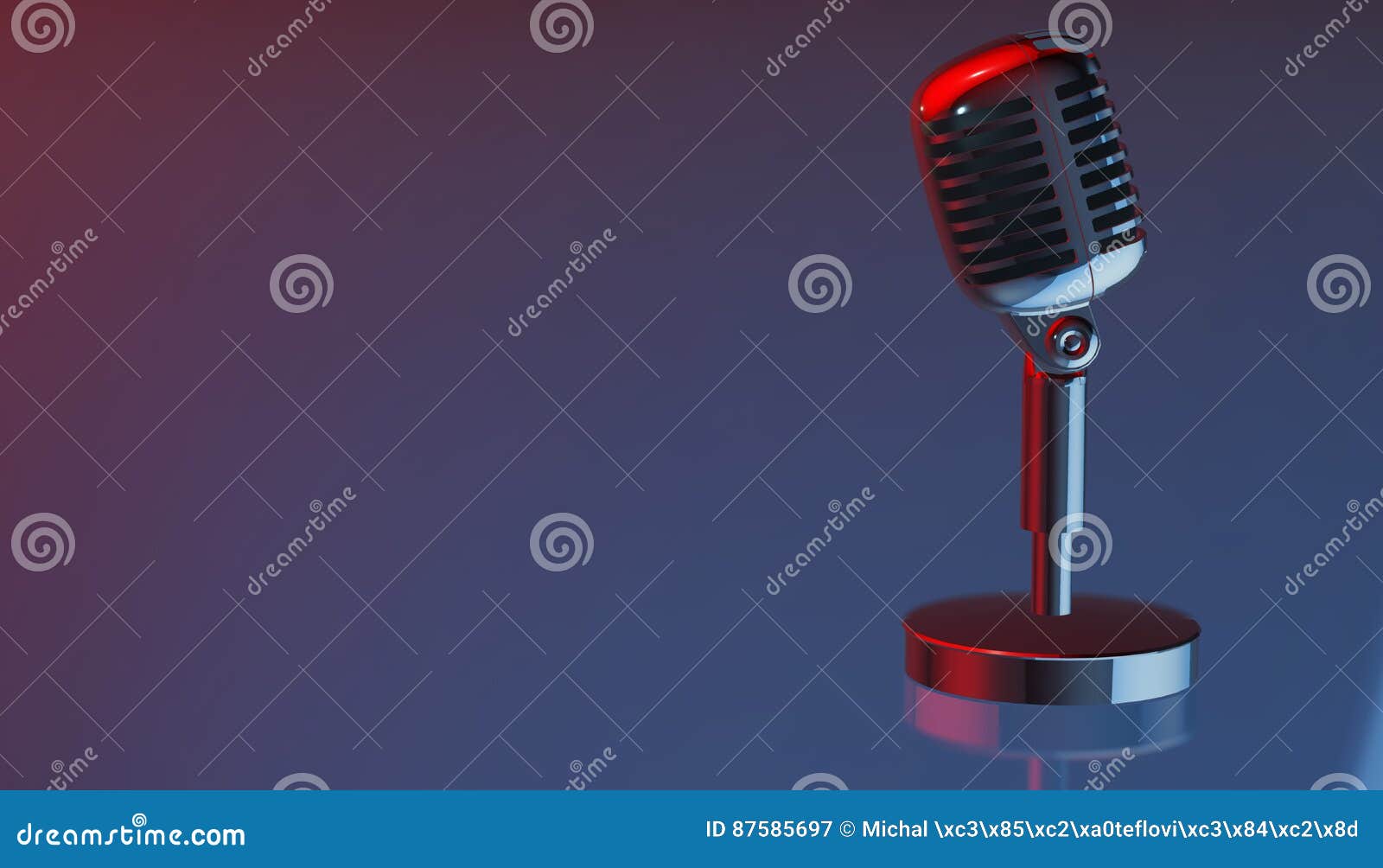 Retro Aluminium Microphone. 3d Render Editorial Photography ...