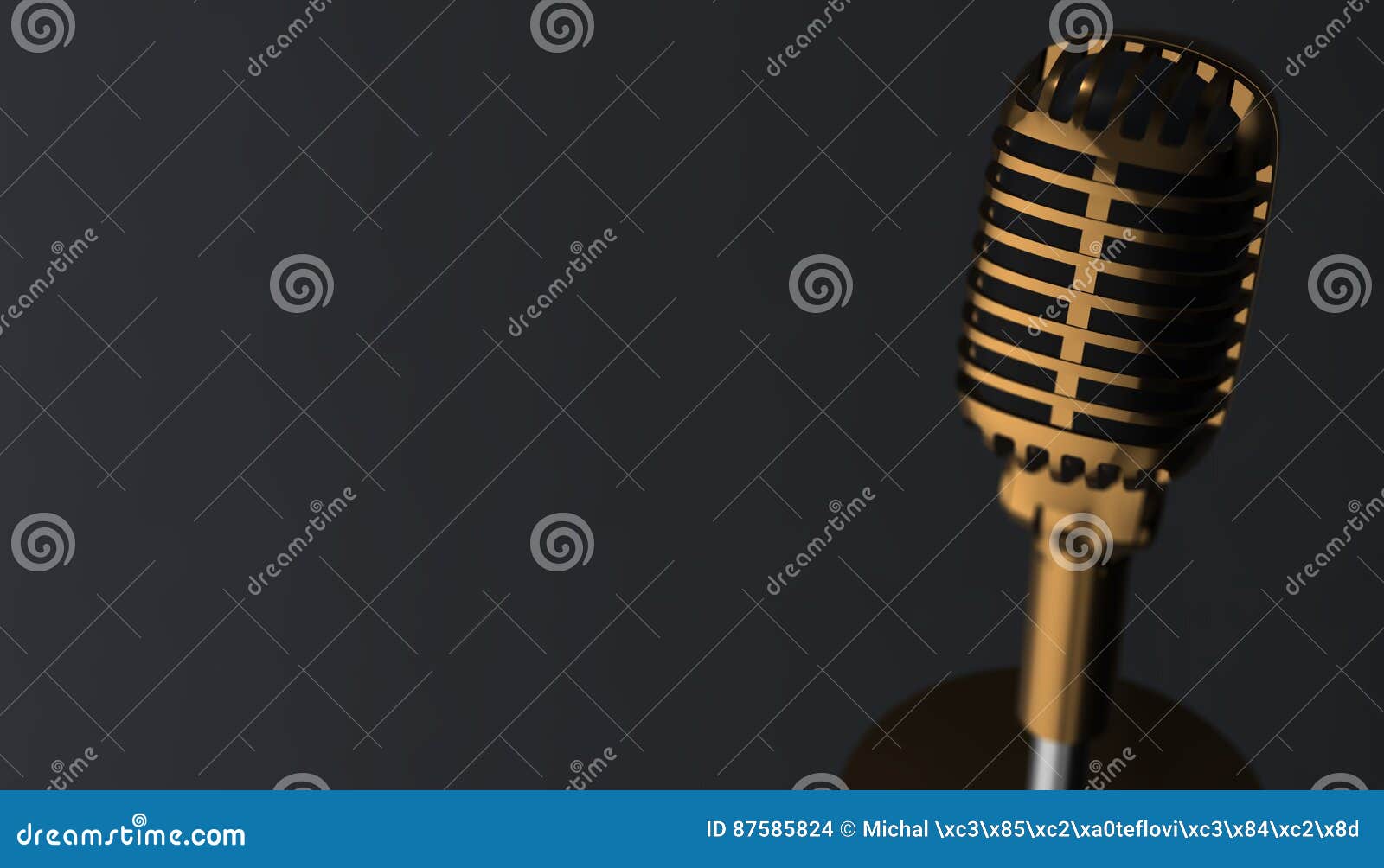 Retro Aluminium Microphone. 3d Render Editorial Stock Image ...