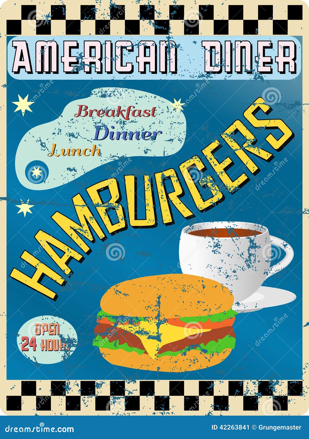 Retro American Diner Sign Cartoon Vector | CartoonDealer.com #42781681