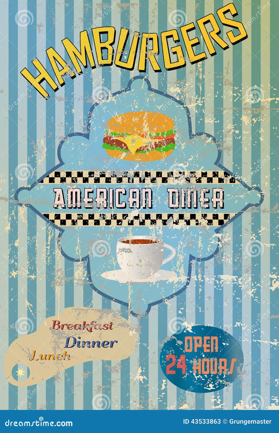 Retro American Diner Sign Cartoon Vector | CartoonDealer.com #42781681