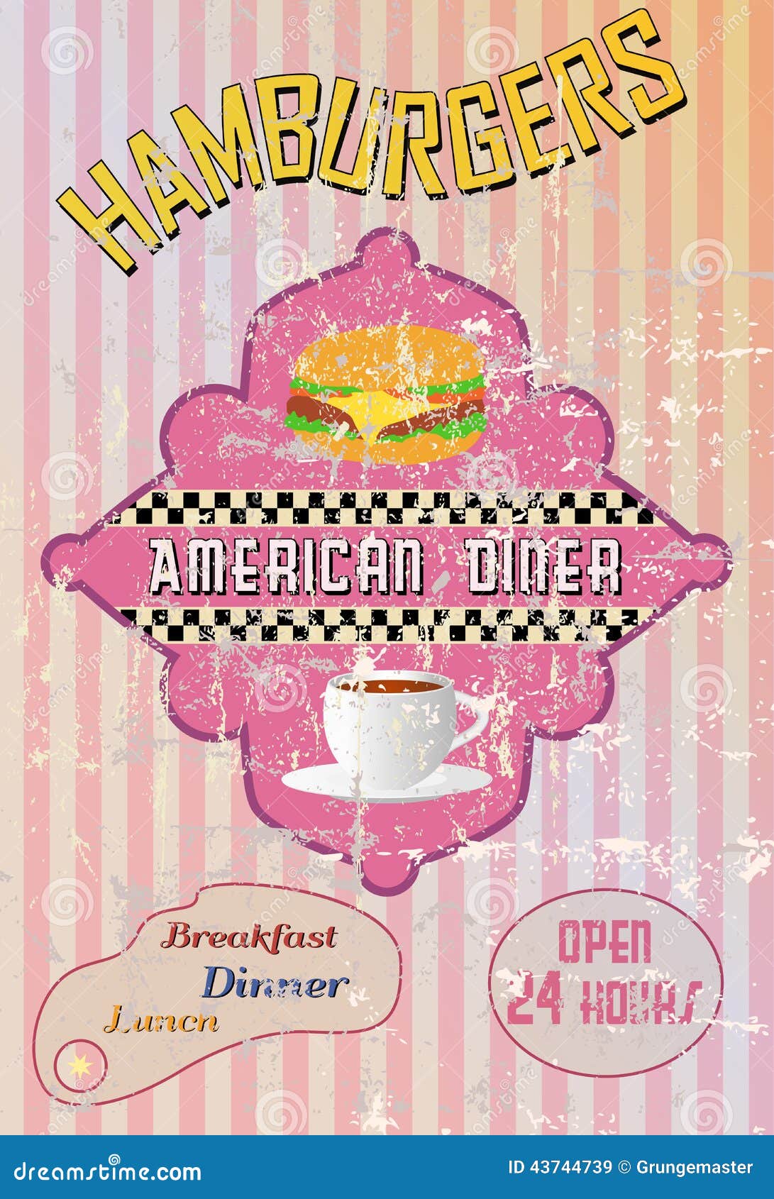 Retro american diner sign stock vector. Illustration of american - 43744739