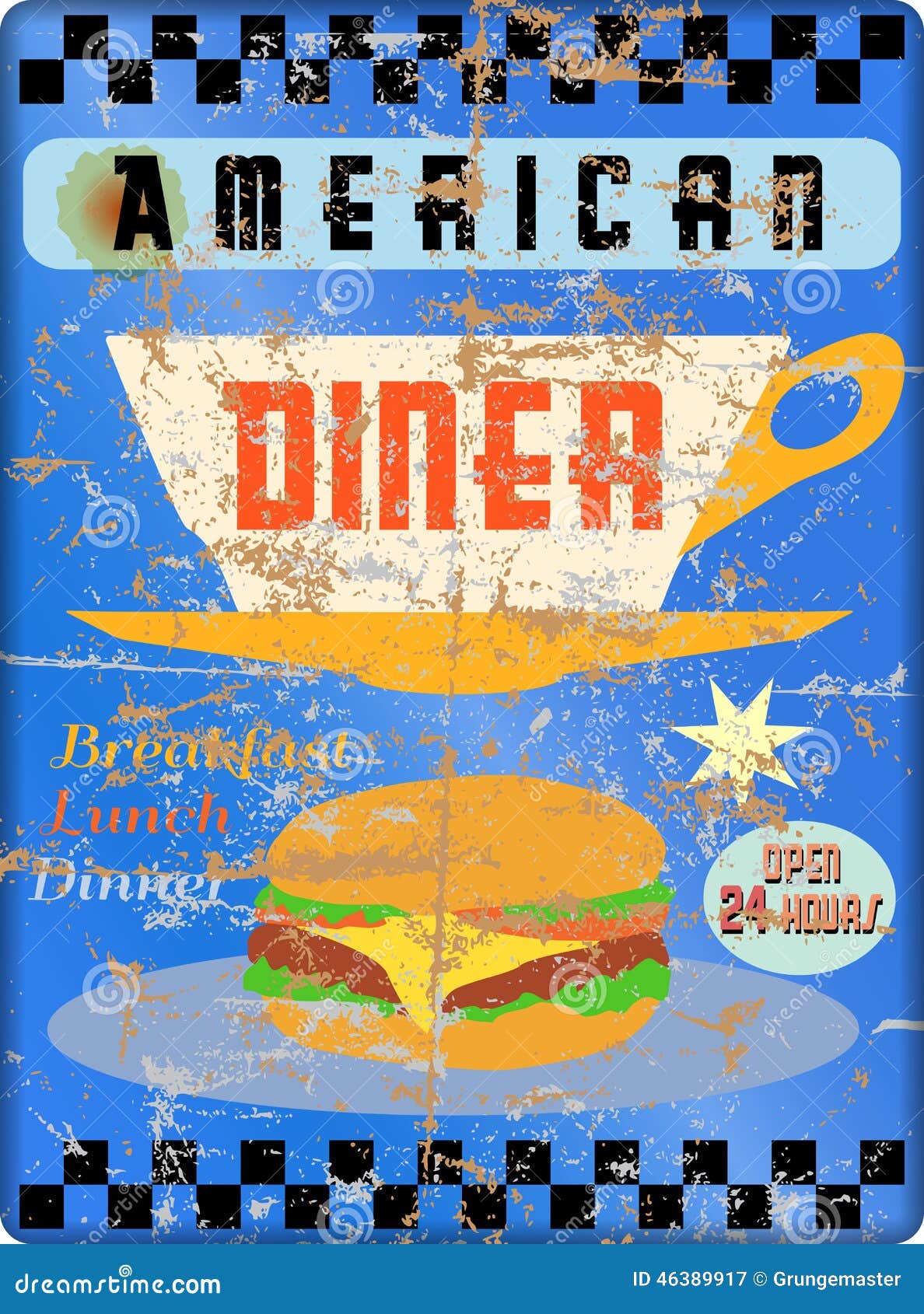 Retro American Diner Sign Cartoon Vector | CartoonDealer.com #42781681