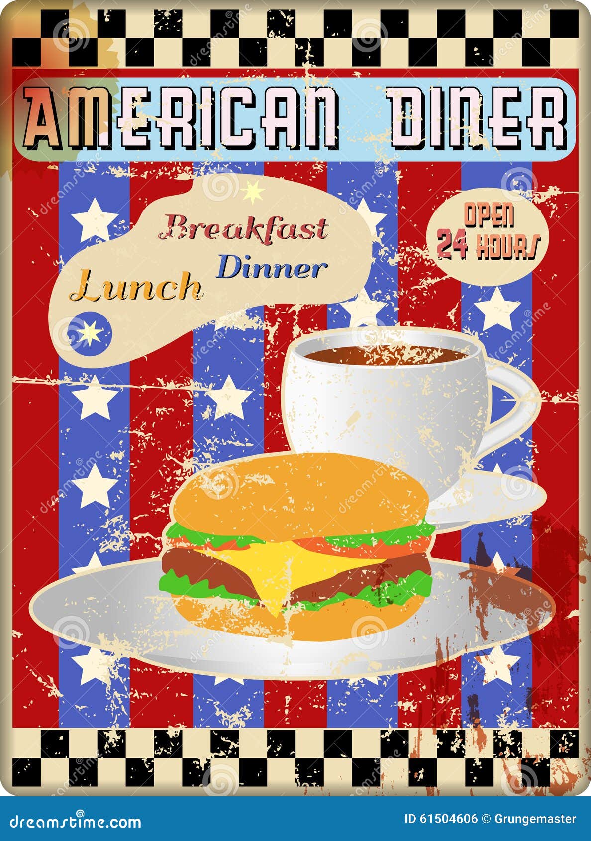 Retro american diner sign stock vector. Illustration of diner - 61504606