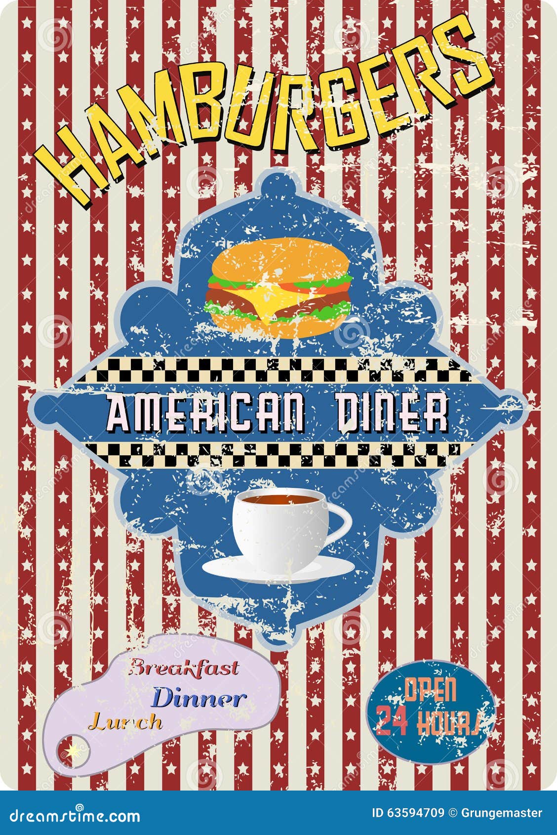 Retro american diner sign stock vector. Illustration of american - 63594709