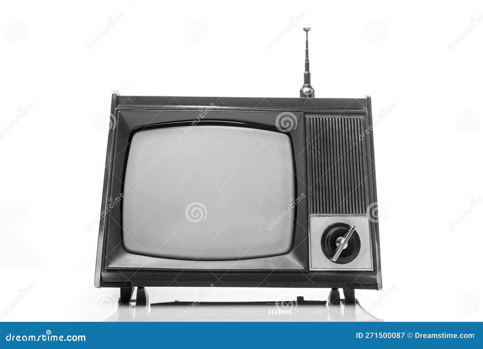 Retro Analog Portable Black and White TV Set with Antena Stock Image ...