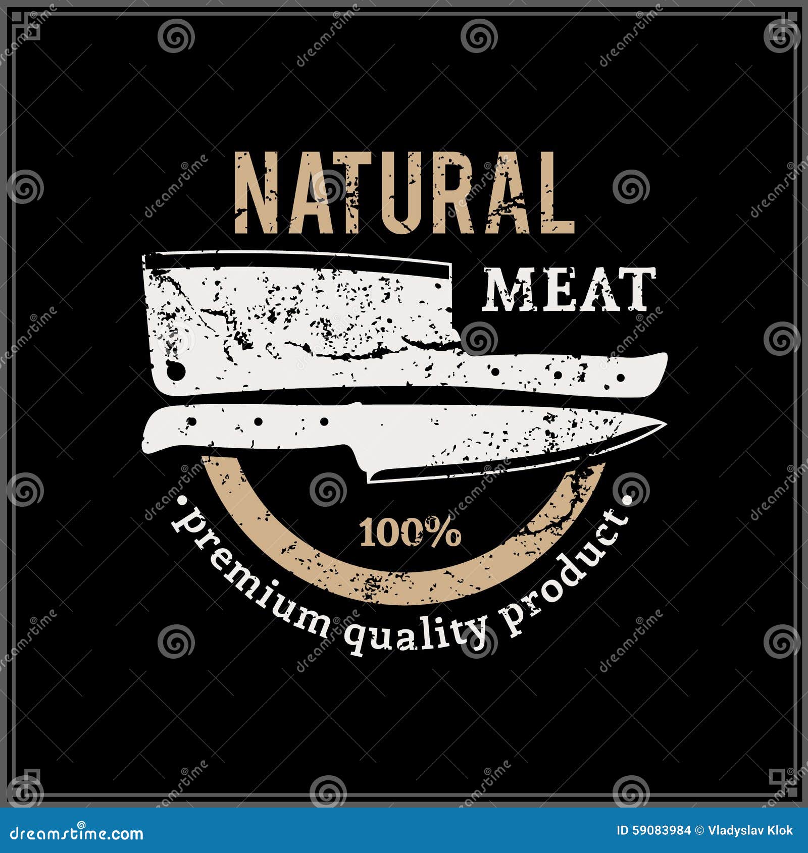 Retro- Angeredeter Metzger Shop Label Template Mit Messern Vektor ...