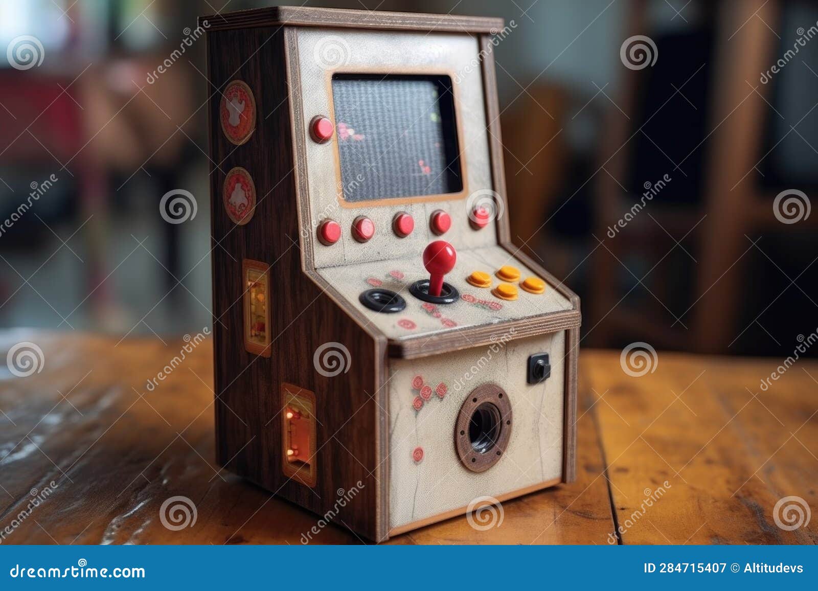 Retro Arcade Game Cabinet with Joystick and Buttons Stock Illustration ...