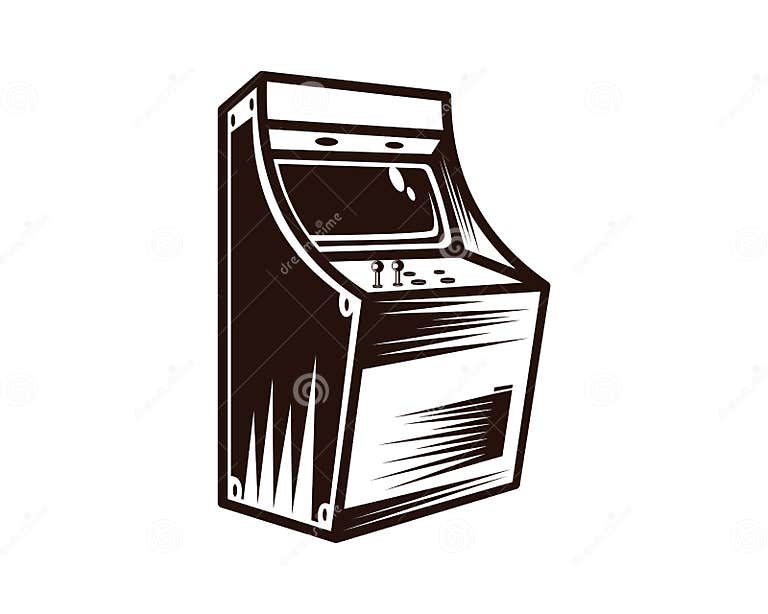 Retro Arcade Game Machine Illustration with Silhouette Style Stock ...