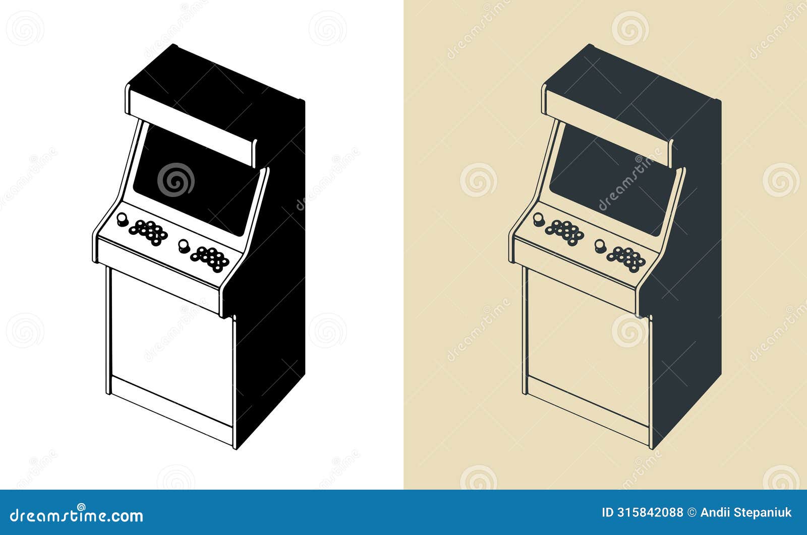 Retro Arcade Games Cabinet Illustrations Stock Vector - Illustration of ...