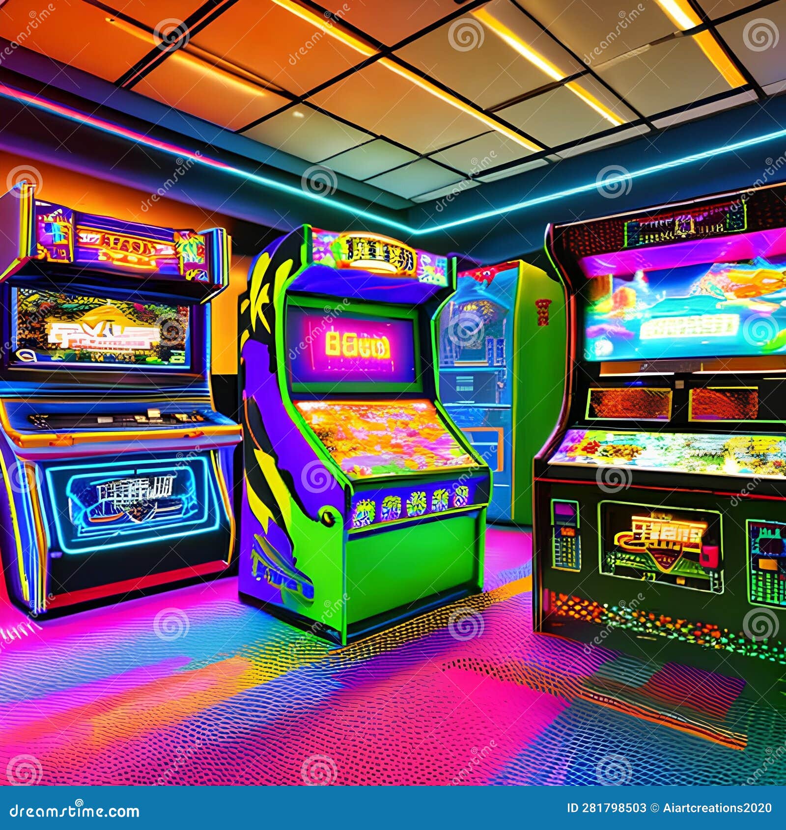 A Retro Arcade-inspired Digital Texture with Pixelated Characters and ...