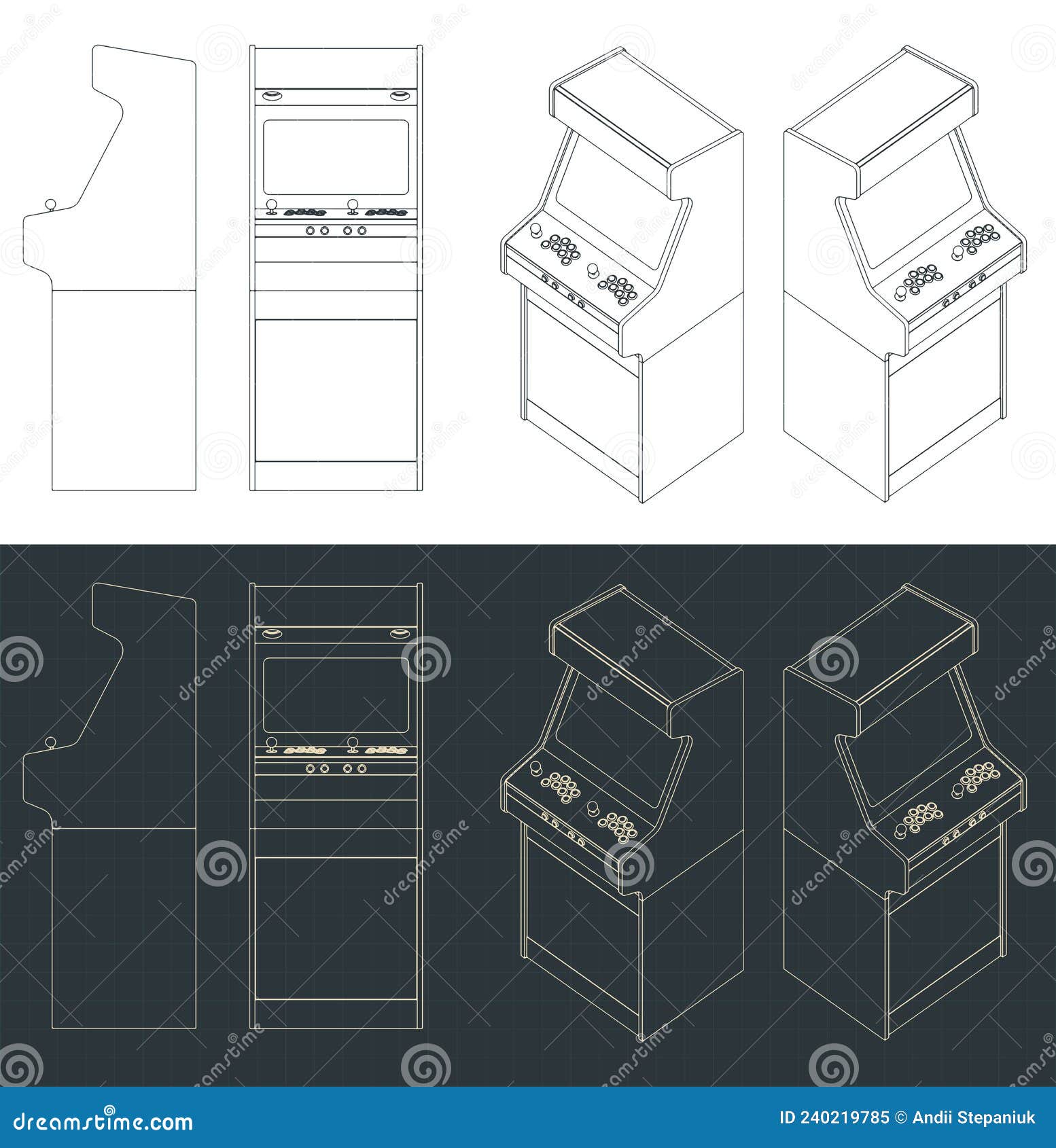 Retro Arcade Machine Drawings Stock Vector - Illustration of video ...