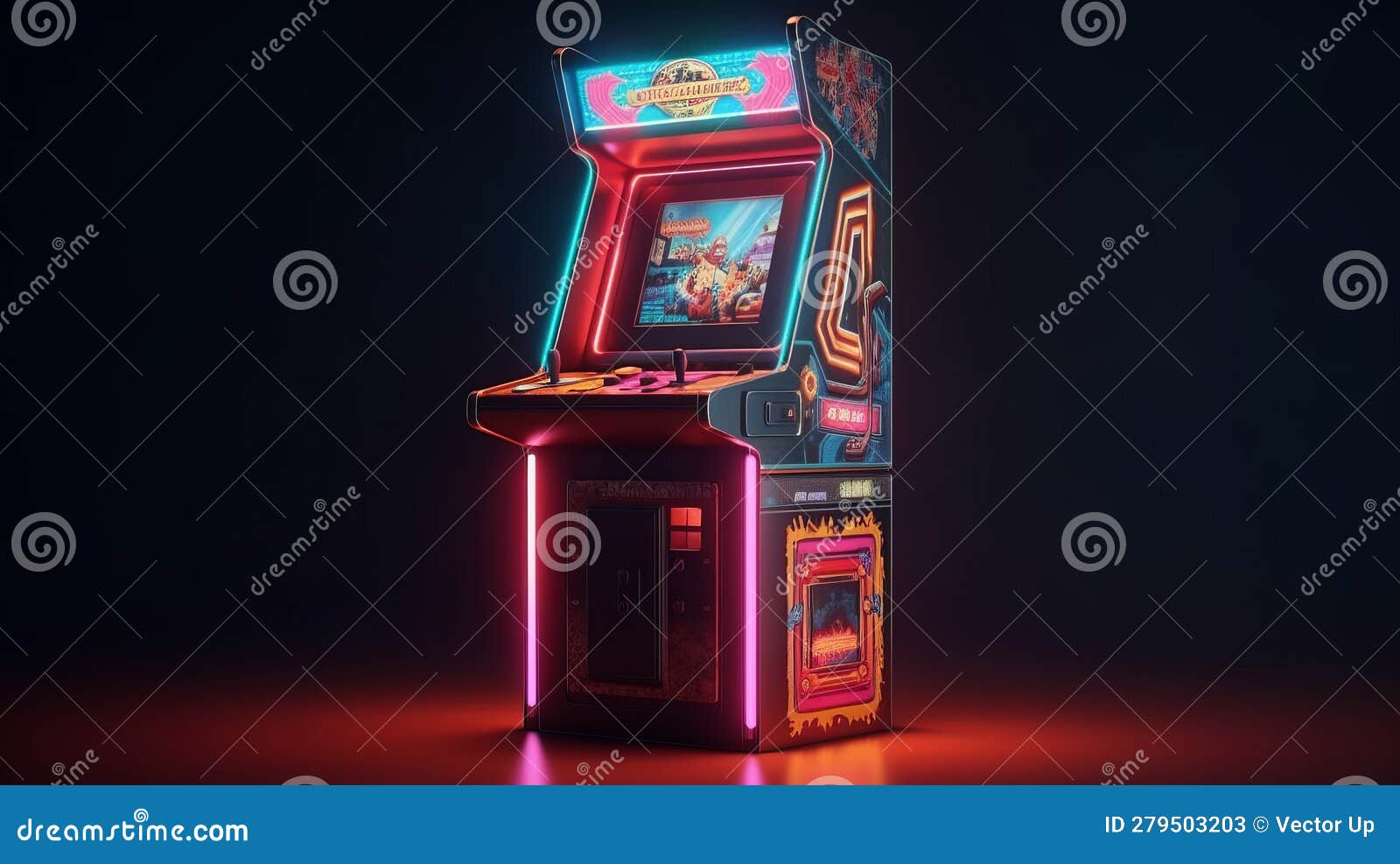 Retro Arcade Machine 80s. Generative AI Stock Illustration ...