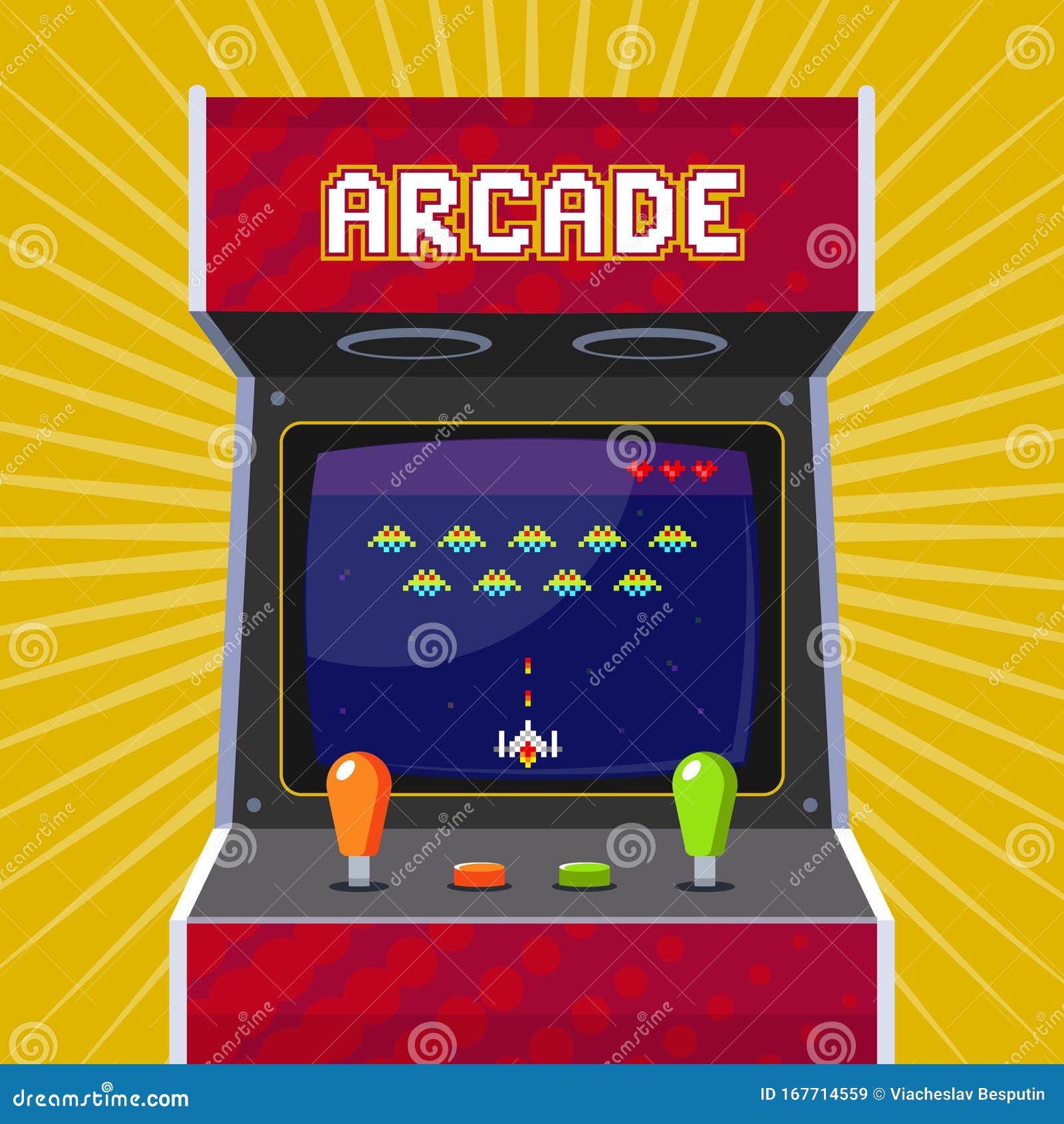 Retro Arcade Slot Machine with Pixel Game. Stock Vector - Illustration ...