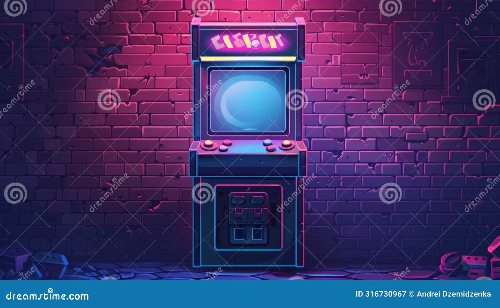 A Retro Arcade Video Game Screen Machine Background. a Vintage 80s ...