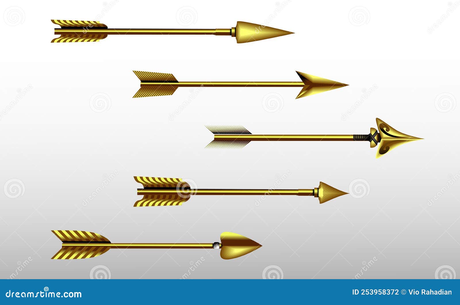 Antique Bow and Arrow Isolated on White Background. Set of Decorative ...