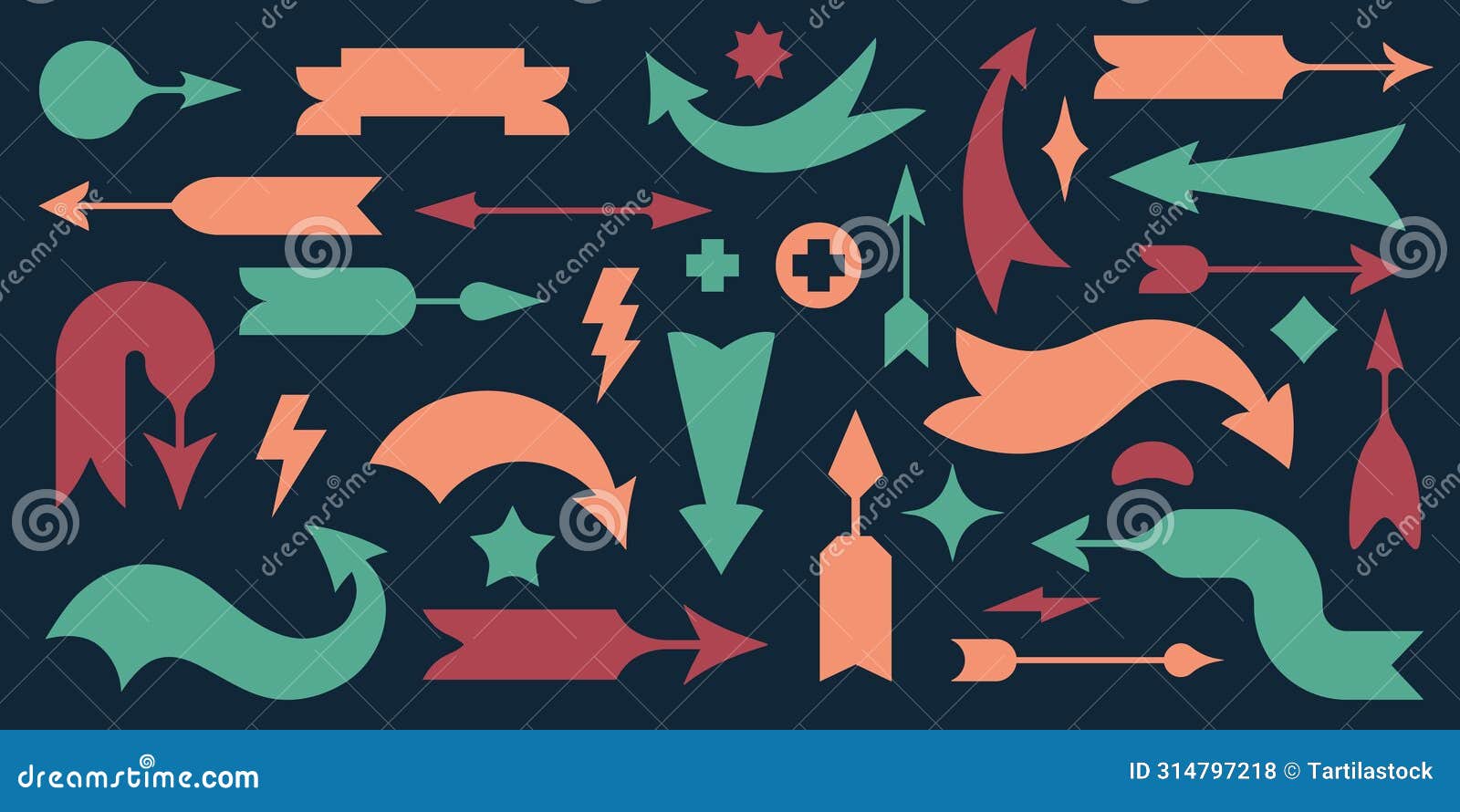 Retro Arrow Banners. Black Vintage Pointer Frames with Different ...