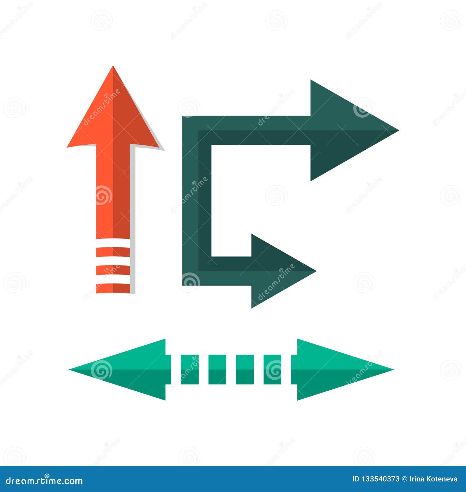 Retro Arrow Direction Signs in Flat Style Stock Illustration ...