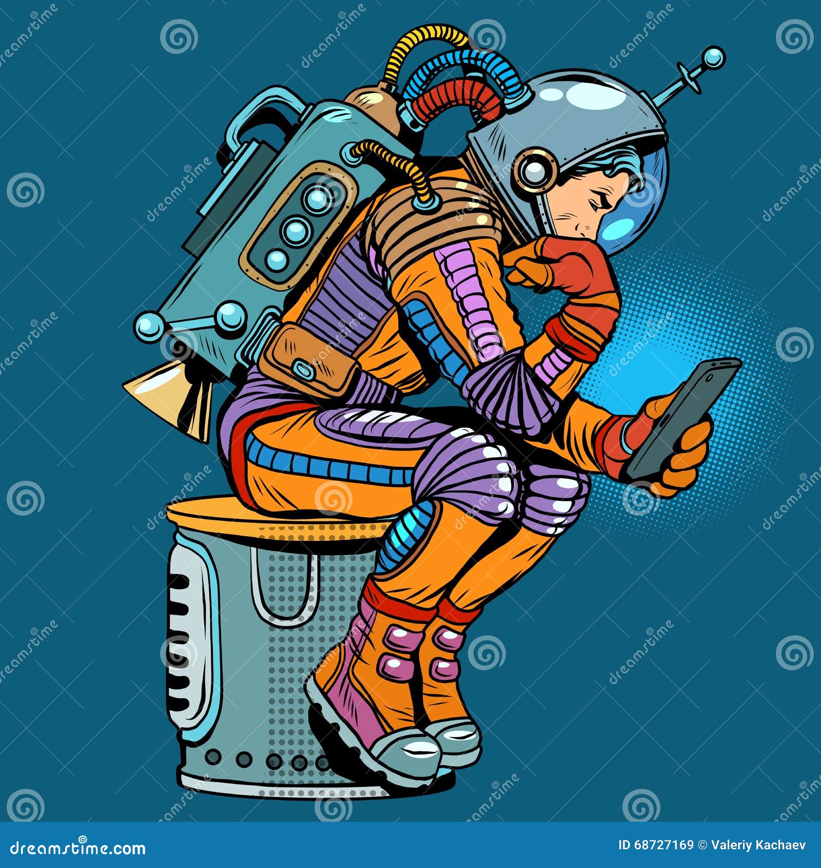Retro Astronaut Vector Illustration | CartoonDealer.com #68637398
