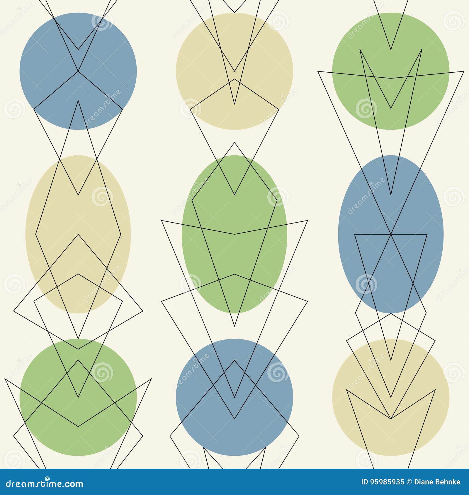 Retro Atomic 1950s Mid Century Vintage Seamless Background Vector ...