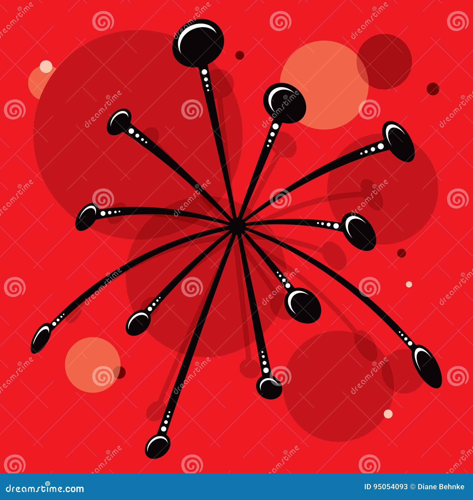 Retro Atomic 1950s Mid Century Vintage Seamless Background Vector ...