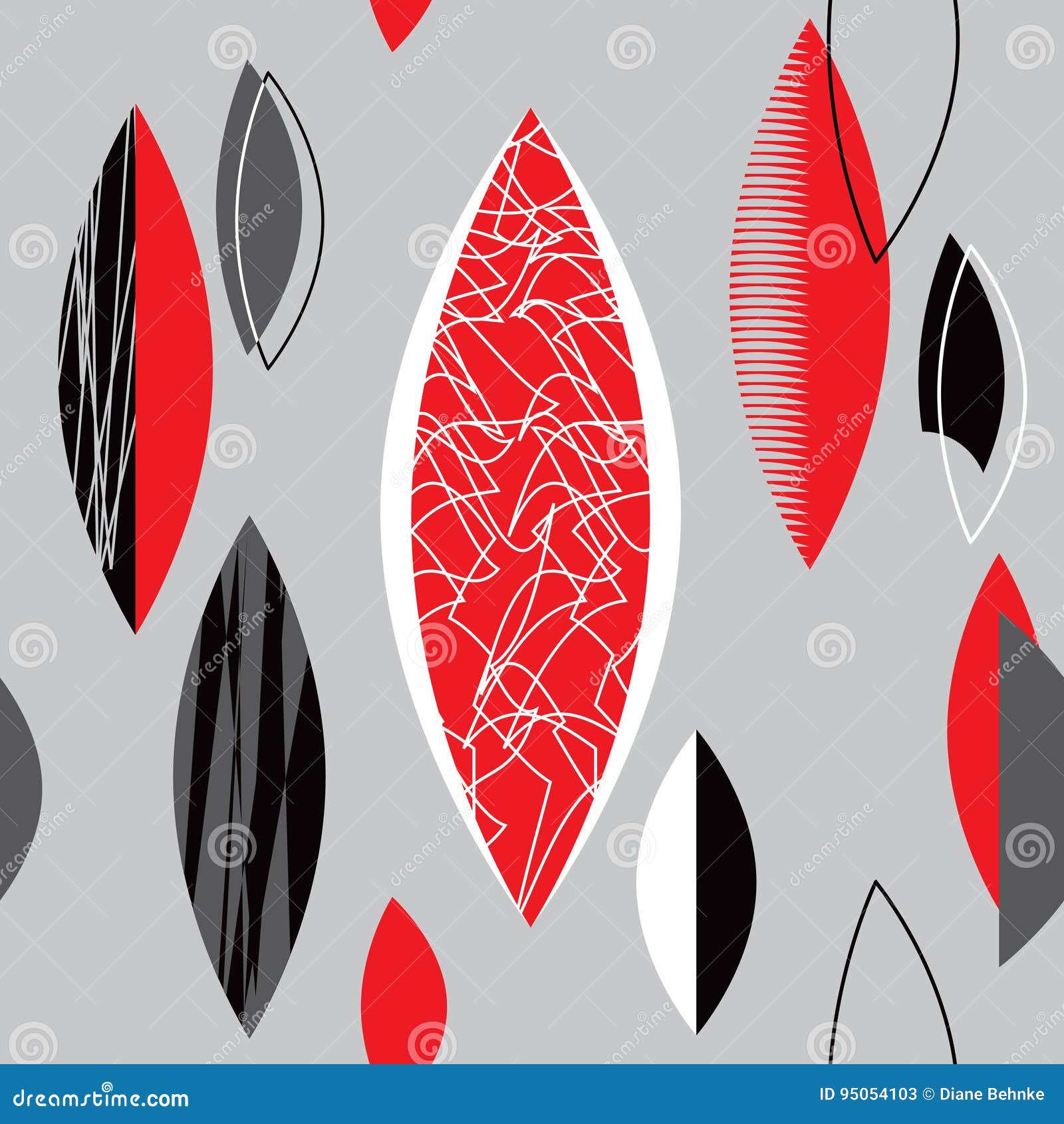 Retro Atomic 1950s Mid Century Vintage Seamless Background Cartoon ...