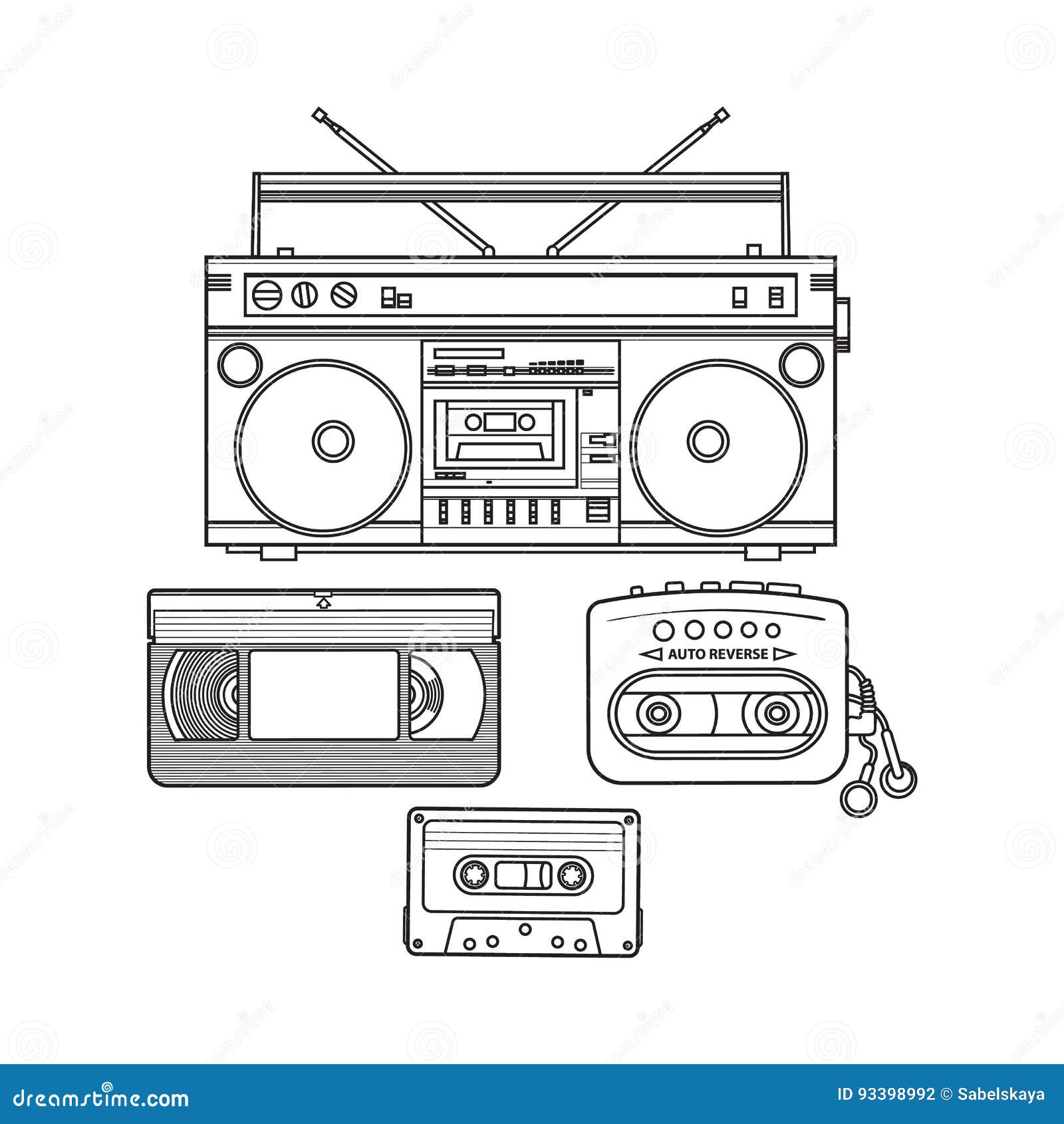 Retro Audio Cassette, Tape Recorder, Music Player, Videotape from 90s ... Retro Audio Cassette, Tape Recorder, Music Player, Videotape from 90s ...