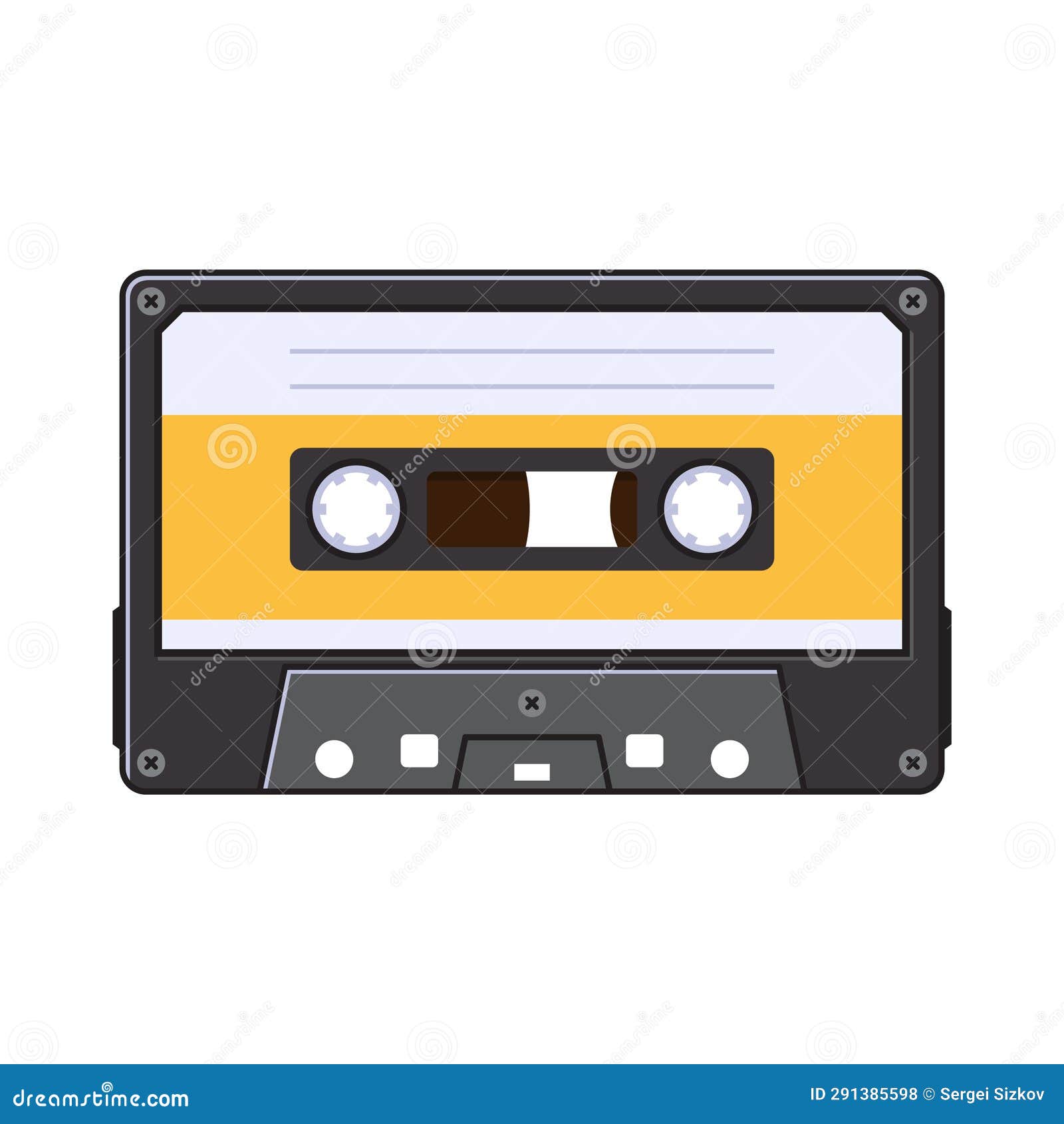 Retro Audio Cassette on White Background. Vector. Stock Vector ...