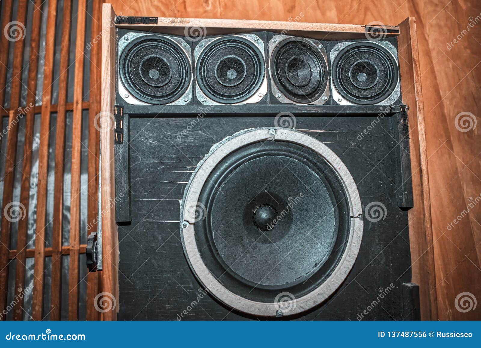 Retro audio speaker stock photo. Image of technology - 137487556