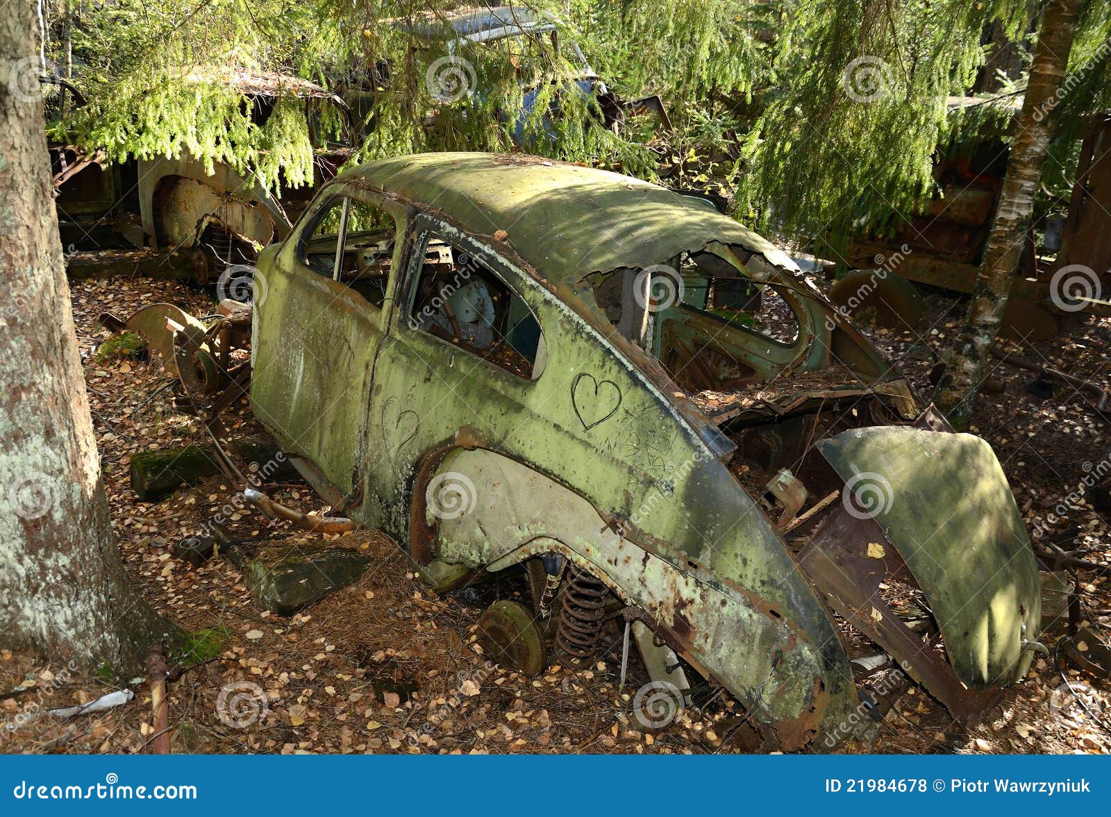Retro- Auto im Wald stockfoto. Bild von gebäude, rauh - 21984678