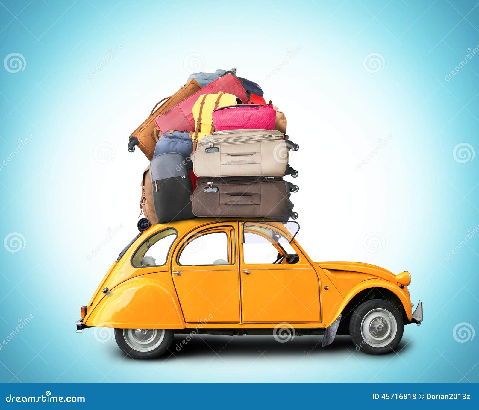 Retro auto met Bagage stock foto. Image of stad, geluk - 45716818