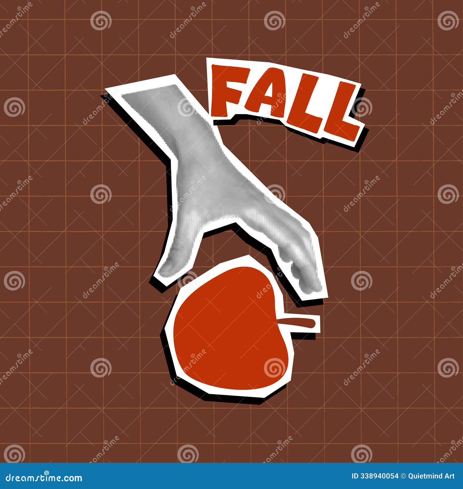 Retro Autumn Collage with Halftone Hand Picking Apple and Bold Fall ...