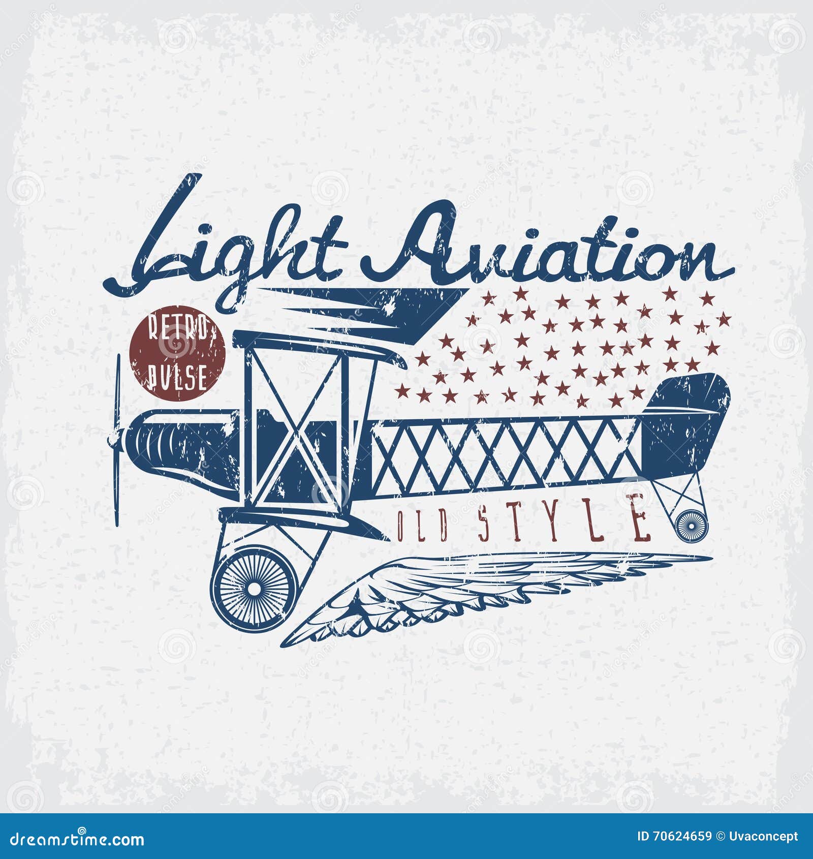 Retro Aviation Grunge Vector Design Airplane and Wings Stock Vector ...