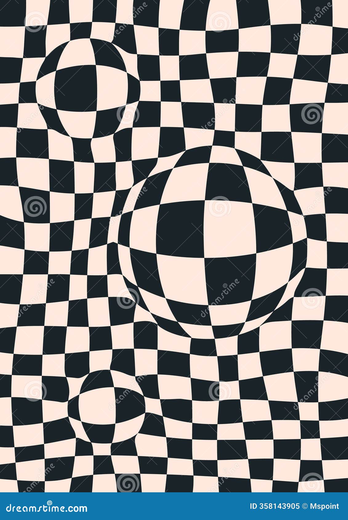 Groovy Checkered Pattern With Daisy Flowers. Trippy Retro Background In ...