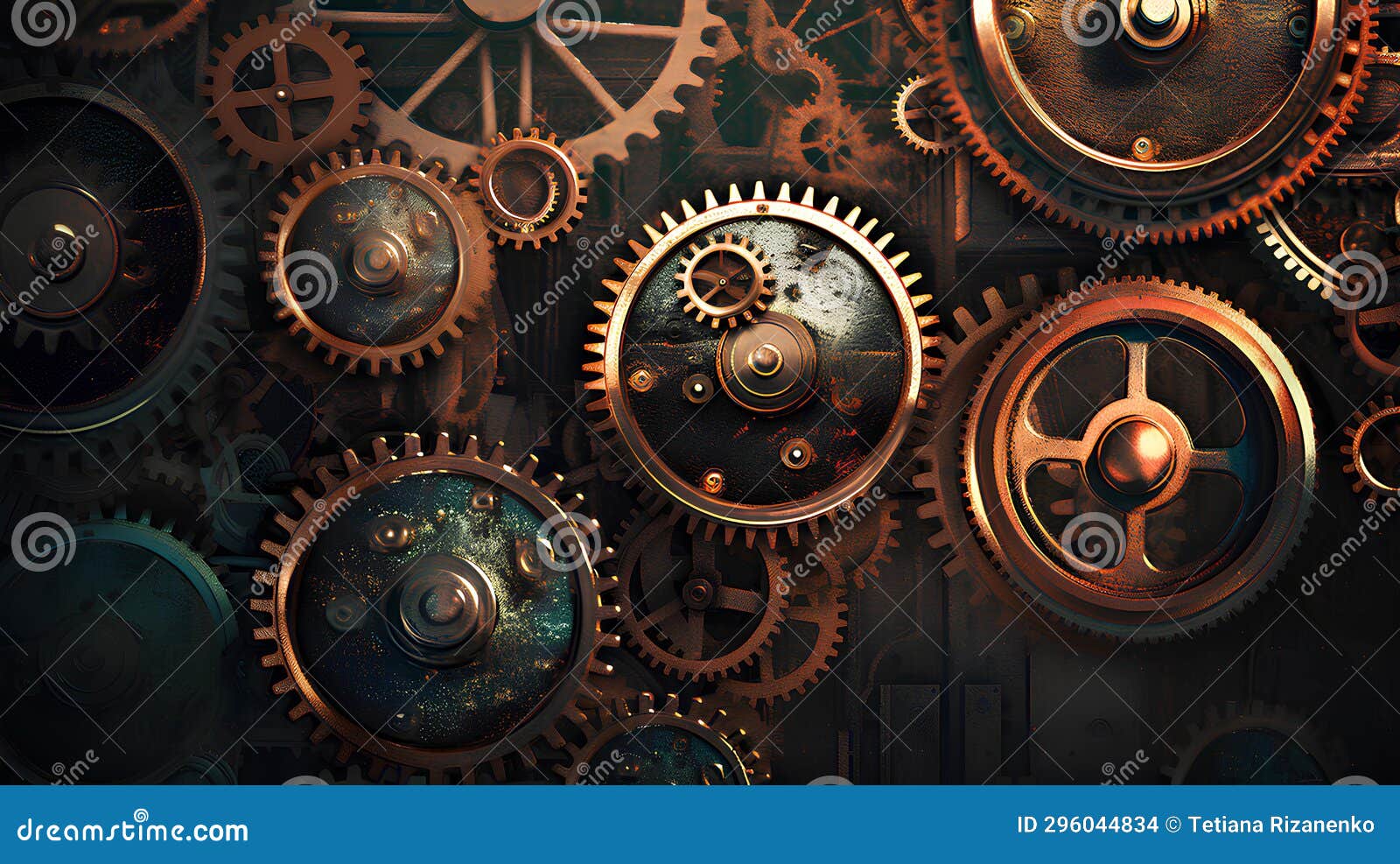 Retro Background with Brass Gears. Steampunk Style Background Stock ...