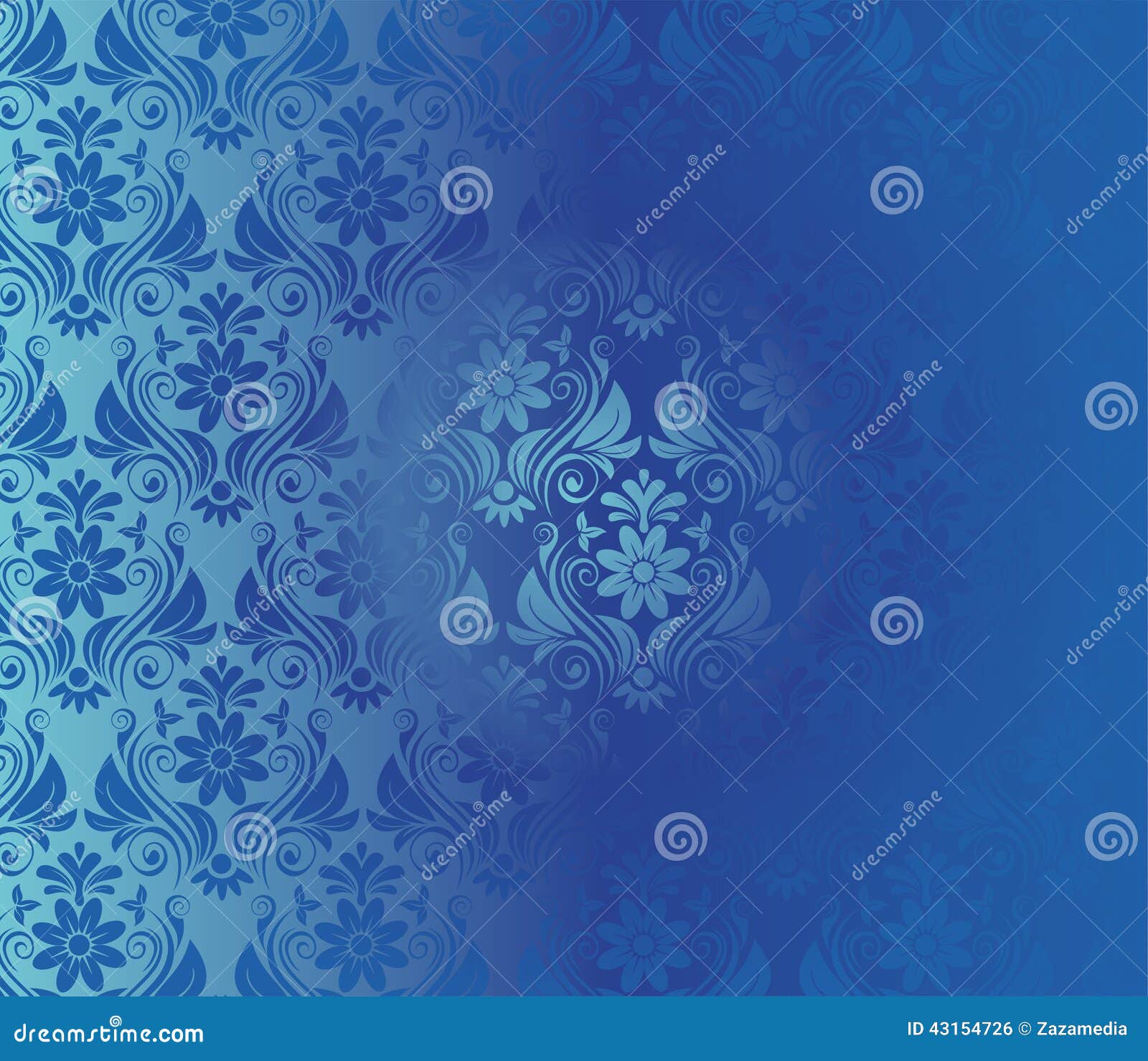 Retro Background Floral Blue Pattern Stock Vector - Illustration of ...