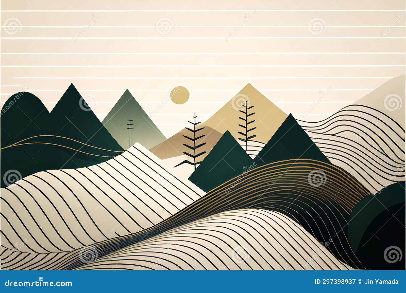 Retro Background with Mountains and Trees. Vector Illustration for Your ...