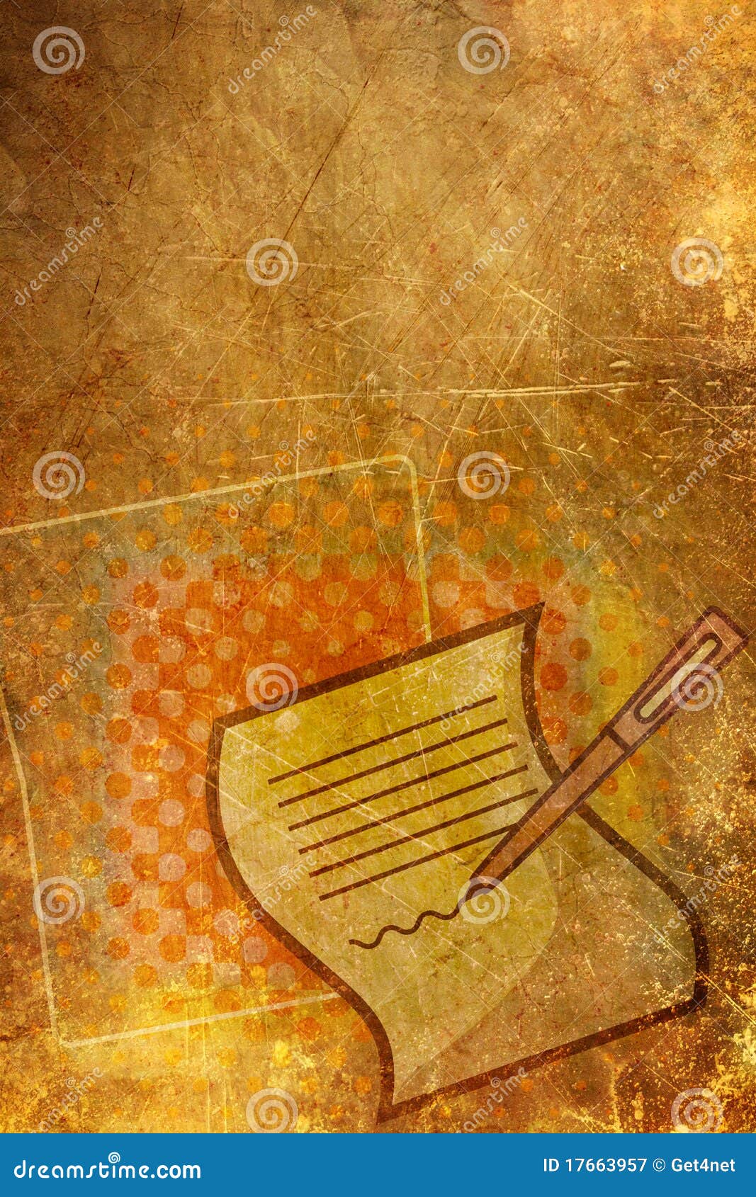 Retro Background With Pen And Paper Stock Illustration - Illustration ...