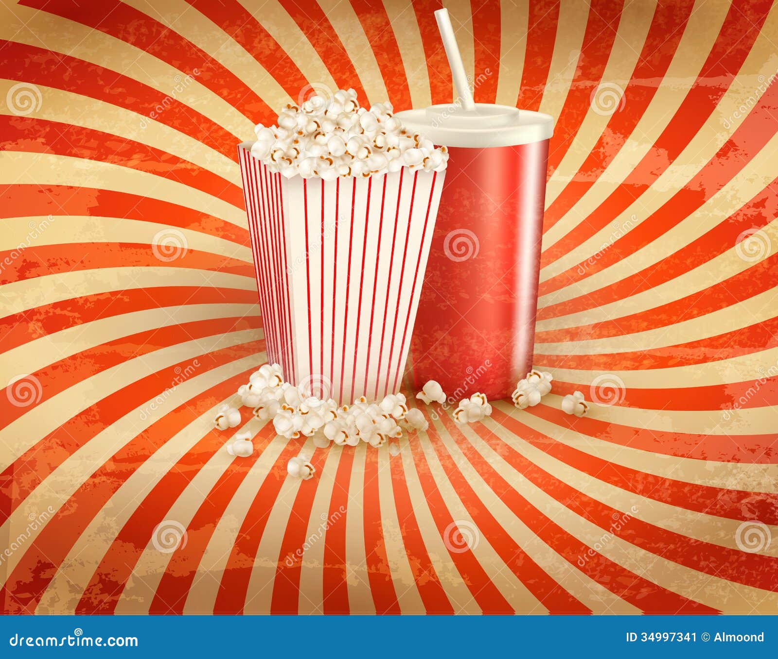 Retro Popcorn Machine On Funfair Cart With Freshly Popped Corn Royalty ...